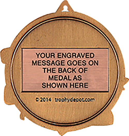 Powder Puff Ultra-Impact 3-D Medal- Bronze - Trophy Depot