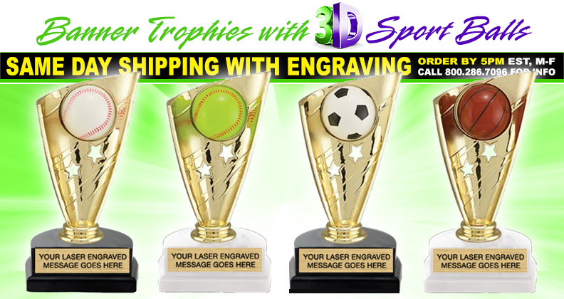Trophies - Banner Trophies with 3D Sport Balls