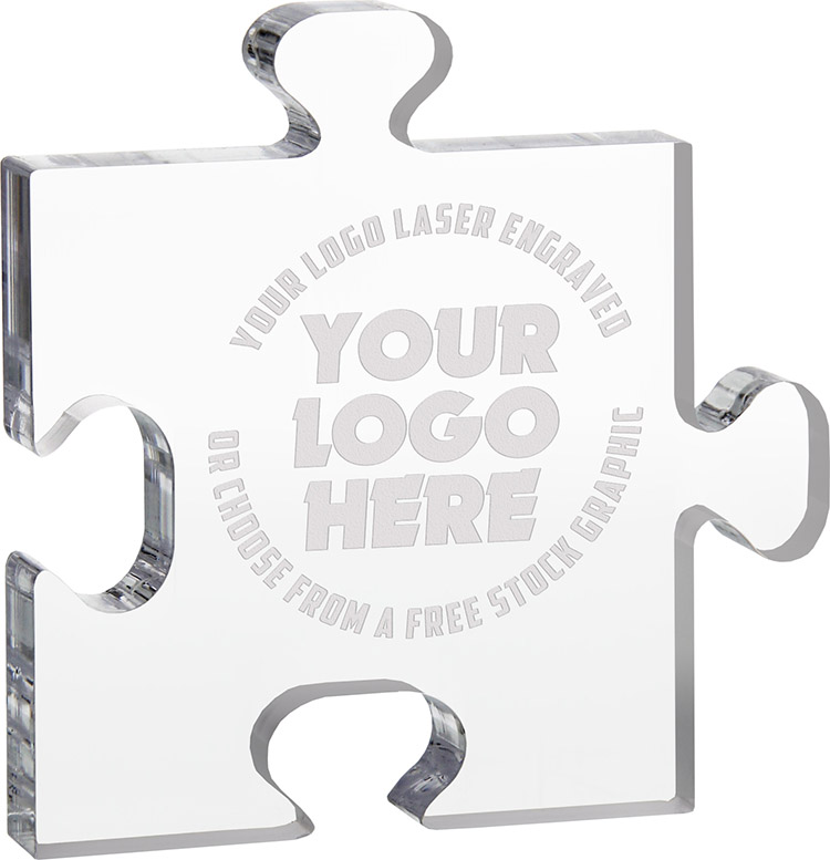 Puzzle Piece Clear Acrylic Award- 4.25 inch