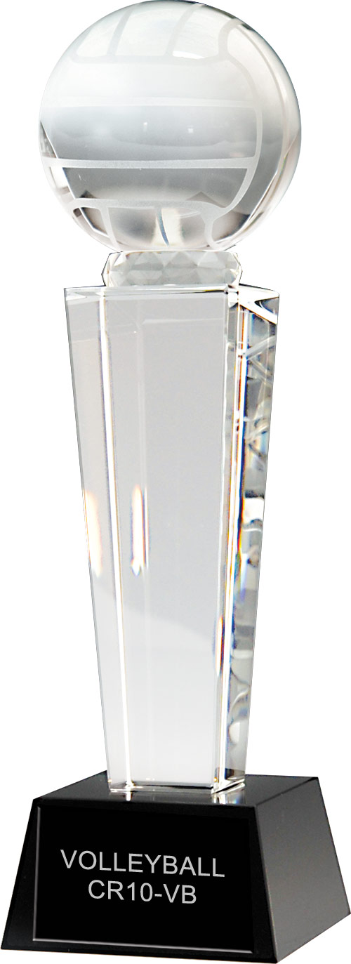 Crystal Volleyball Award- 10 inch
