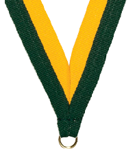 7/8 x 30 in. Hunter Green & Gold Neck Ribbon - Trophy Depot