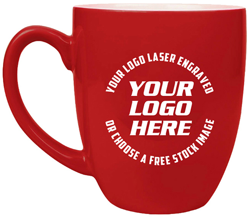 LazerMug Ceramic Bistro Mug- Red - Trophy Depot