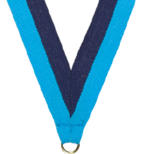 7/8 x 30 in. Light Blue & Navy Neck Ribbon - Trophy Depot