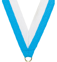 7/8 x 30 in. Light Blue & White Neck Ribbon - Trophy Depot
