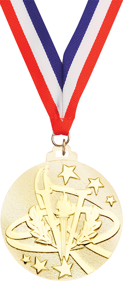 Victory- 2 inch Diecast Medal- Gold - Trophy Depot