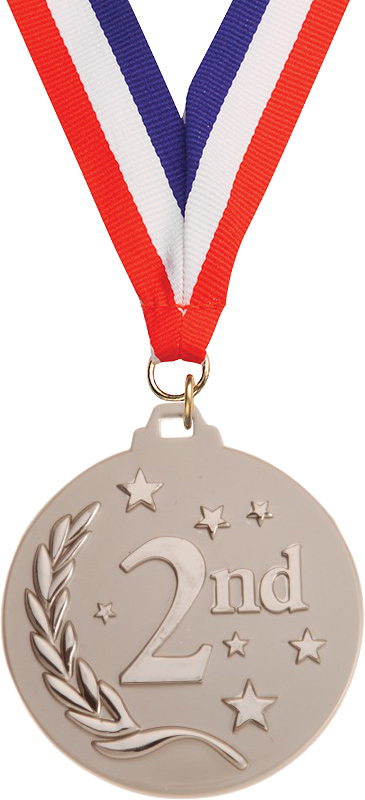 2 inch Diecast Wreath Medal- 2nd Place - Trophy Depot