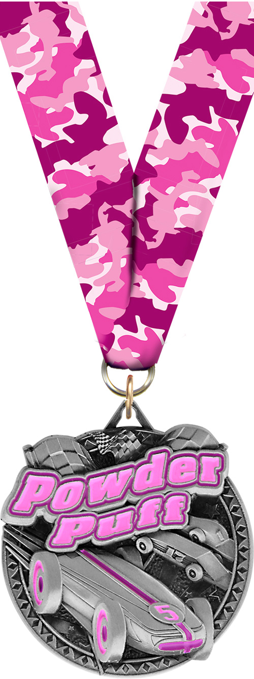 Powder Puff Ultra-Impact 3-D Medal- Silver - Trophy Depot