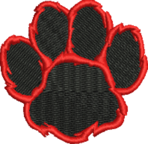 Paw Black with Red Iron-On Patch - Trophy Depot