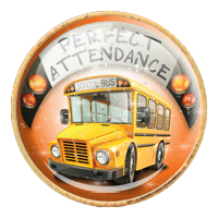 3D Glitter Dome Ultra-Pin- Perfect Attendance Bus - Trophy Depot