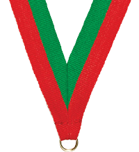 7/8 x 30 in. Red & Green Neck Ribbon - Trophy Depot