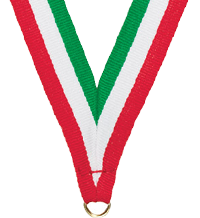 7/8 x 30 in. Red White & Green Neck Ribbon - Trophy Depot