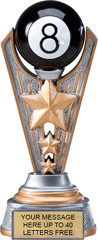 Billiards 8-Ball Triple-Star Victory Resin Trophy - Trophy Depot