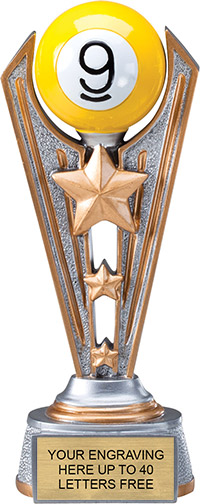Billiards 9-Ball Triple-Star Victory Resin Trophy - Trophy Depot