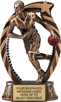 Basketball Male Star Flame Resin Trophy - Trophy Depot