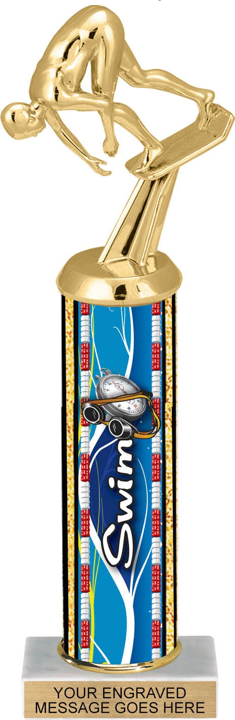 Glow in the Dark Exclusive Swimming Ultra-Wave Column Trophy - 12 inch ...