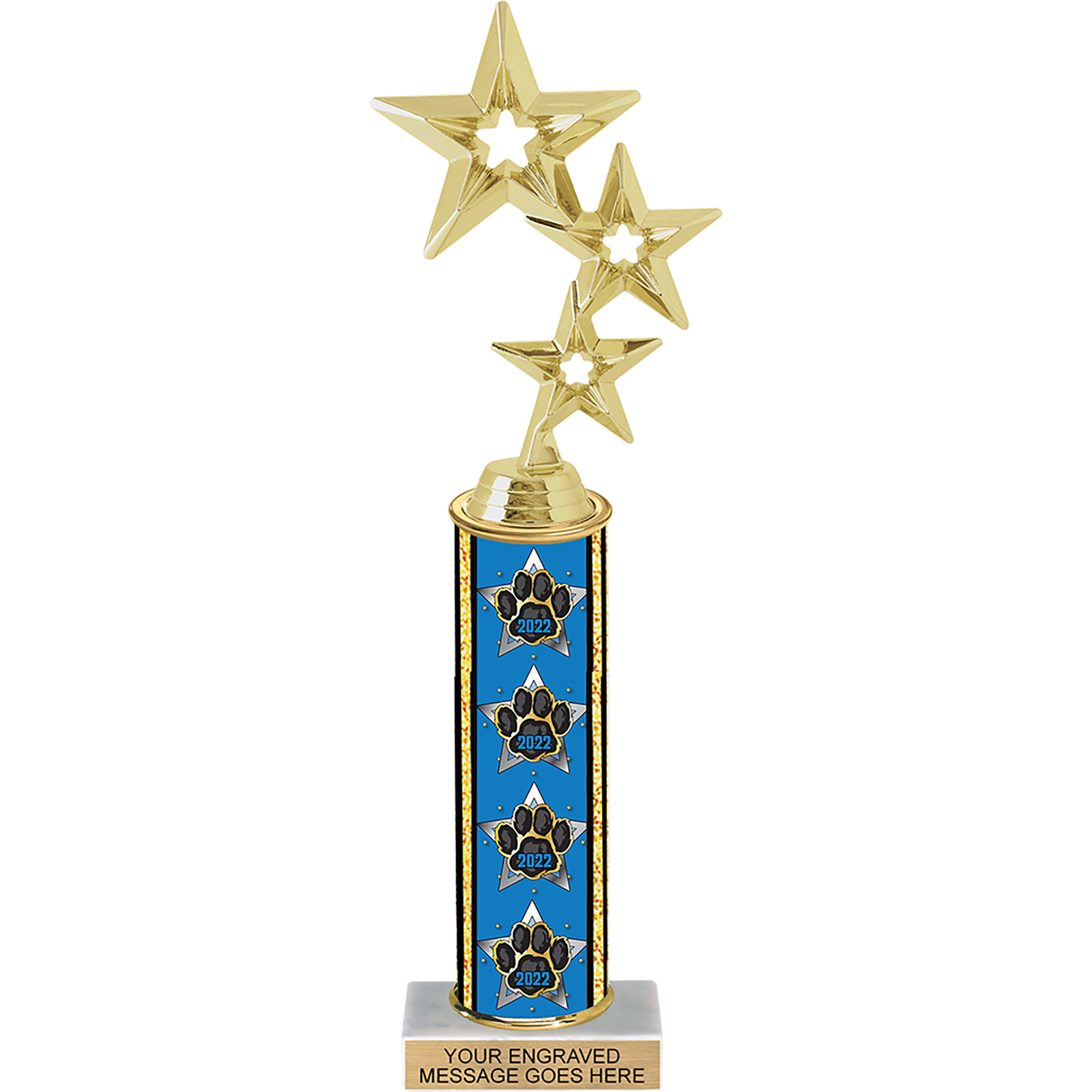 Paw Column Trophy with Year - 12 inch - Trophy Depot