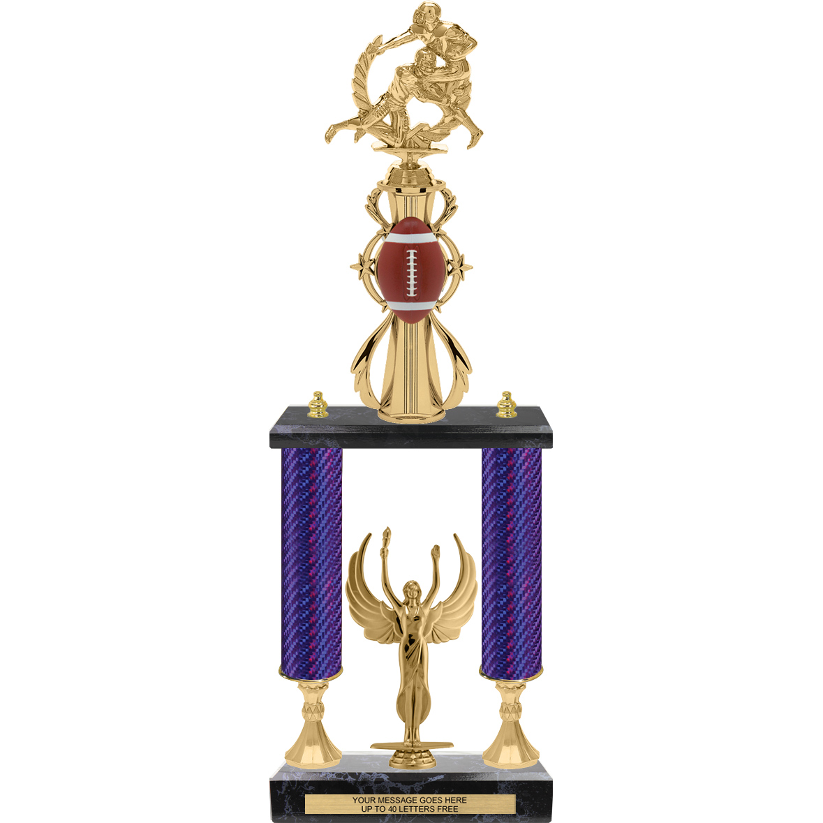 Football Sport Color Riser Two-Post Trophy - 22 inch - Trophy Depot