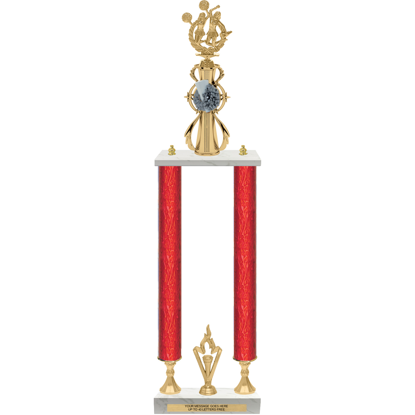 Cheer Sport Color Riser Two-Post Trophy - 28 inch - Trophy Depot