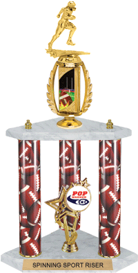Football Spinning Sport Riser 3-Post Trophy - Trophy Depot