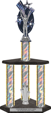 Triple Star Backdrop Three-Post Trophy- 20 inch - Trophy Depot