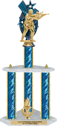 Triple Star Backdrop Three-Post Trophy- 22 inch - Trophy Depot