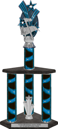 Triple Star Backdrop Three-Post Trophy- 24 inch - Trophy Depot