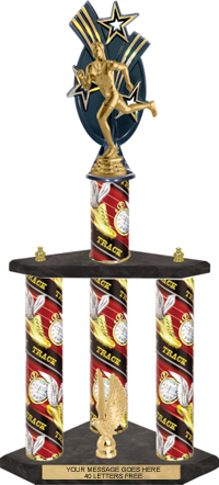 Triple Star Backdrop Three-Post Trophy- 24 inch - Trophy Depot