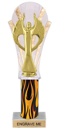Clear with Gold Stripes Rounded Backdrop Trophy - Trophy Depot