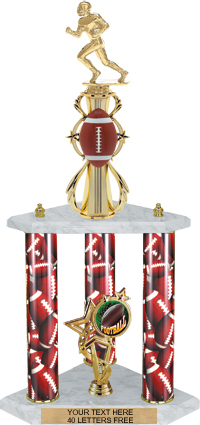Football Sport Color Riser Three-Post Trophy - Trophy Depot