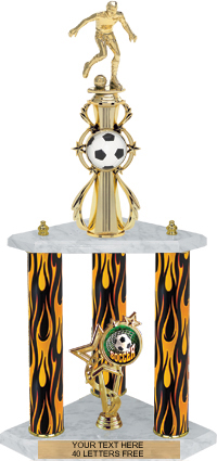 Soccer Sport Color Riser Three-Post Trophy - Trophy Depot