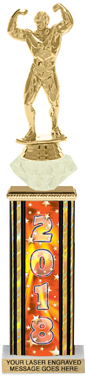 2018 Stars Diamond Riser Rectangle Column Trophy- Orange 13 inch ...
