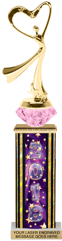 2018 Stars Diamond Riser Rectangle Column Trophy- Purple 13 inch ...