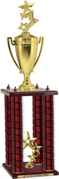 High Gloss Mahogany 4-Post Trophy - Trophy Depot