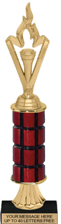Gold Stem Riser Mahogany Column Trophy on Marble Base - Trophy Depot