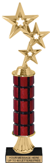 Gold Stem Riser Mahogany Column Trophy on Marble Base - Trophy Depot