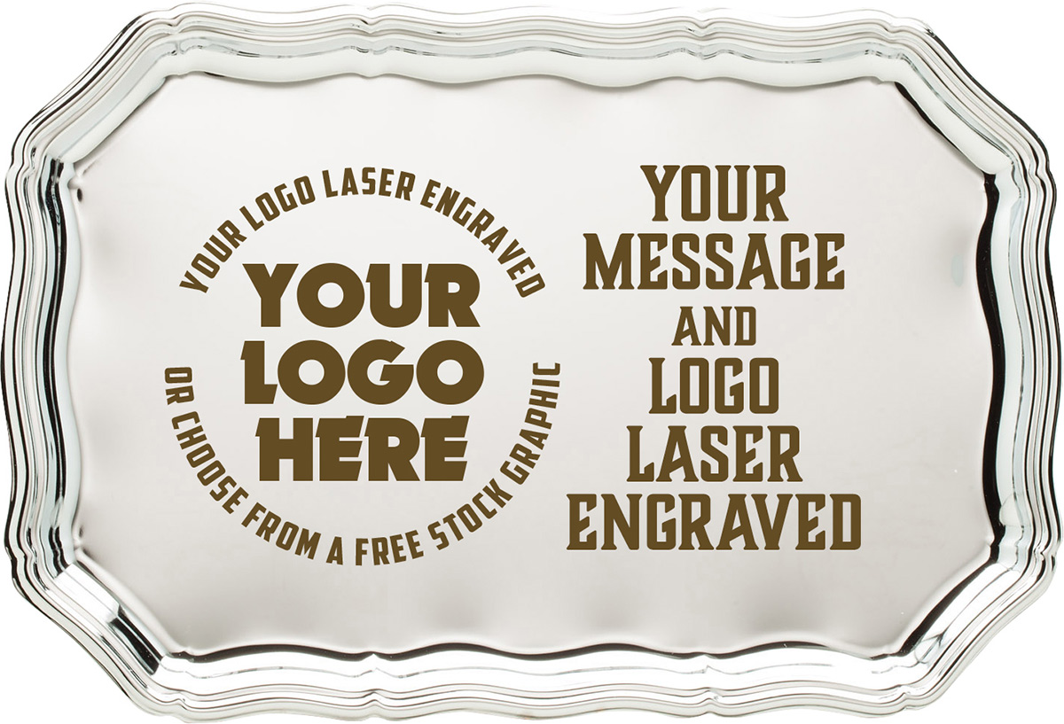 Rectangle Chrome Plated Tray- 9.75x7 inch - Trophy Depot