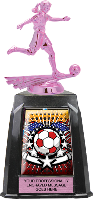 Exclusive Soccer Pink Tri-Tower Trophy - Trophy Depot