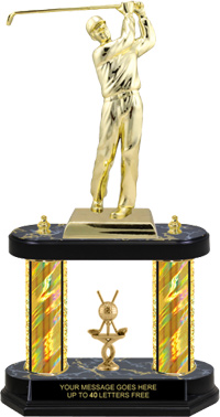 XL Bright Gold Tone Figure Two-Post Trophy - Trophy Depot