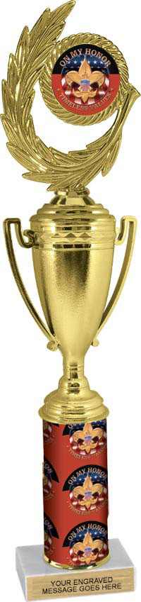 Cup Custom Column & Insert Trophy on Marble Base - Trophy Depot