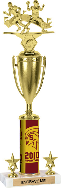Custom Column Trophy with Cup & 2 Trims - Trophy Depot