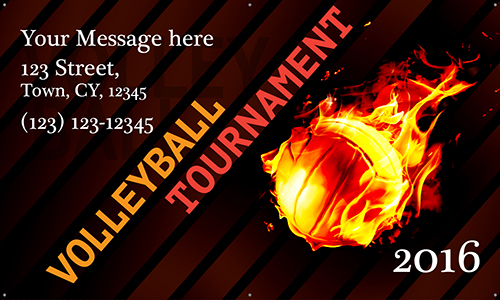 Volleyball Vinyl Banner- Ball in Fire - Trophy Depot