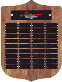 Custom American Walnut Perpetual Shield Plaque - Trophy Depot